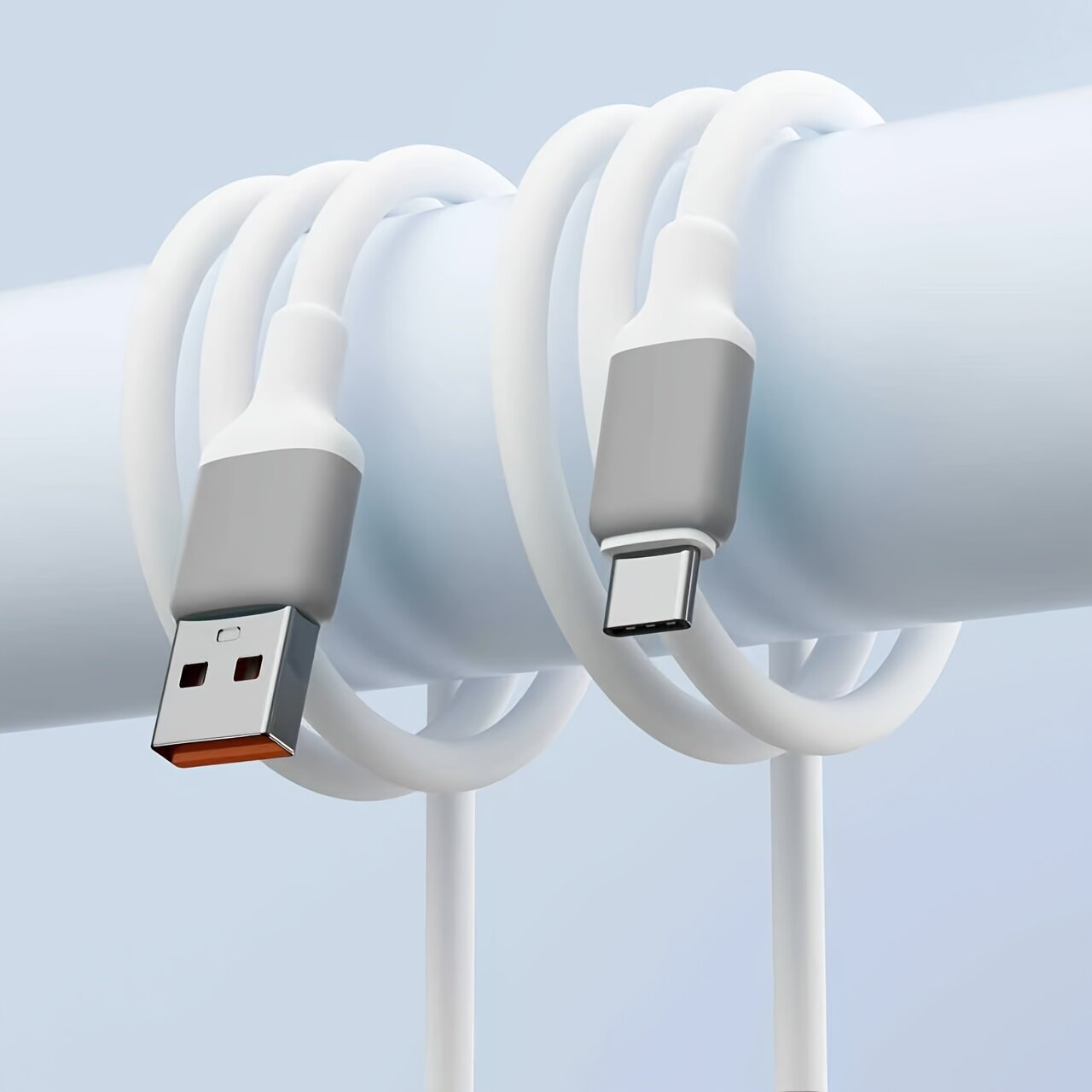 USB C зарядный кабель Type C быстрая зарядка силиконовый кабель USB A к USB-C 2 м белый и серый для iPhone 17 16 15 Pro Max Samsung Galaxy S24 S25 Ultra Pixel 10 iPad Air Switch Steam и других