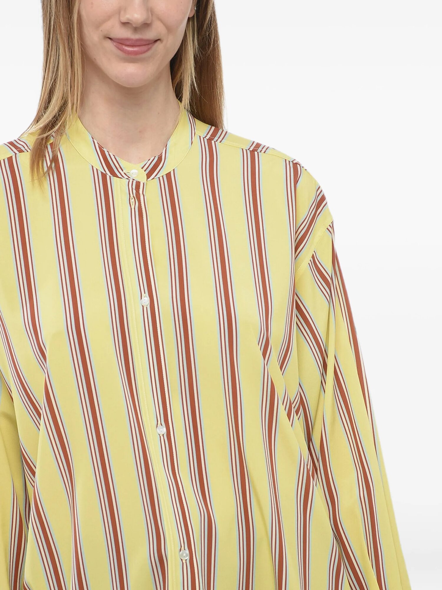 Блуза MR. MRS. SHIRT Asymmetric striped blouse, размер 42, светло-желтый — фото 1