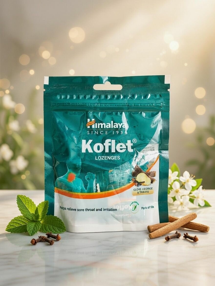 Koflet 10 шт, travel-format, леденцы от кашля и боли в горле, Himalay