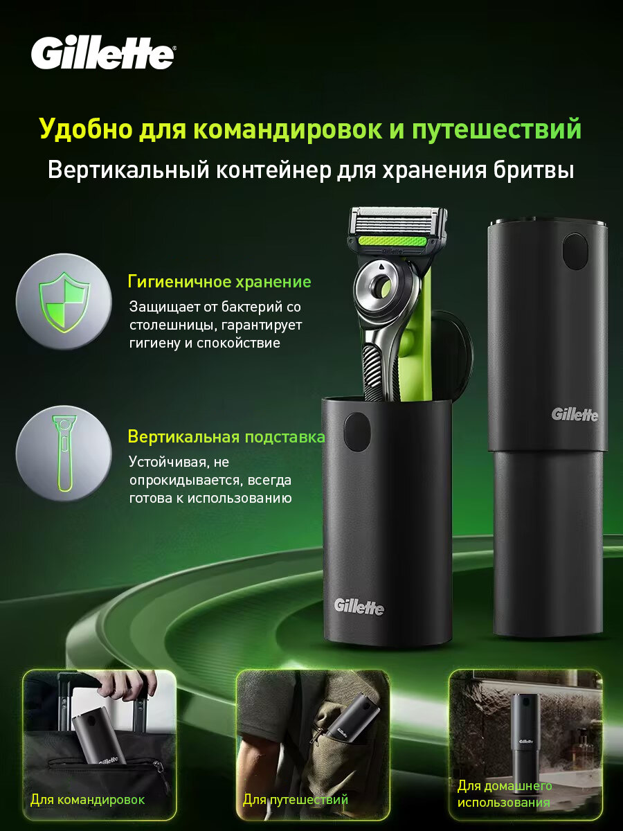 Мужская бритва gillette labs с 4 кассетами и подставкой для бритвы
