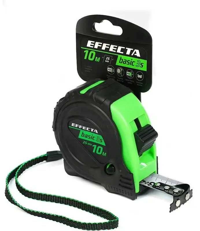 Рулетка 10м-25мм с магнитом "EFFECTA Basic 3S" 3 стопа 571025S