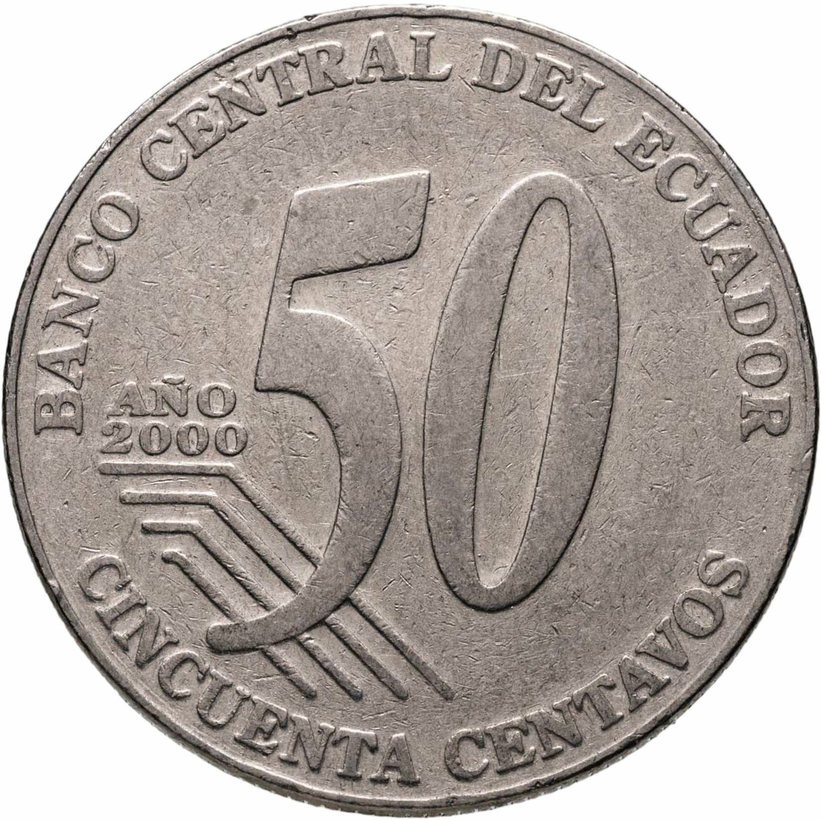 Эквадор 50 сентаво centavos 2000, Сталь, в сохранности VF