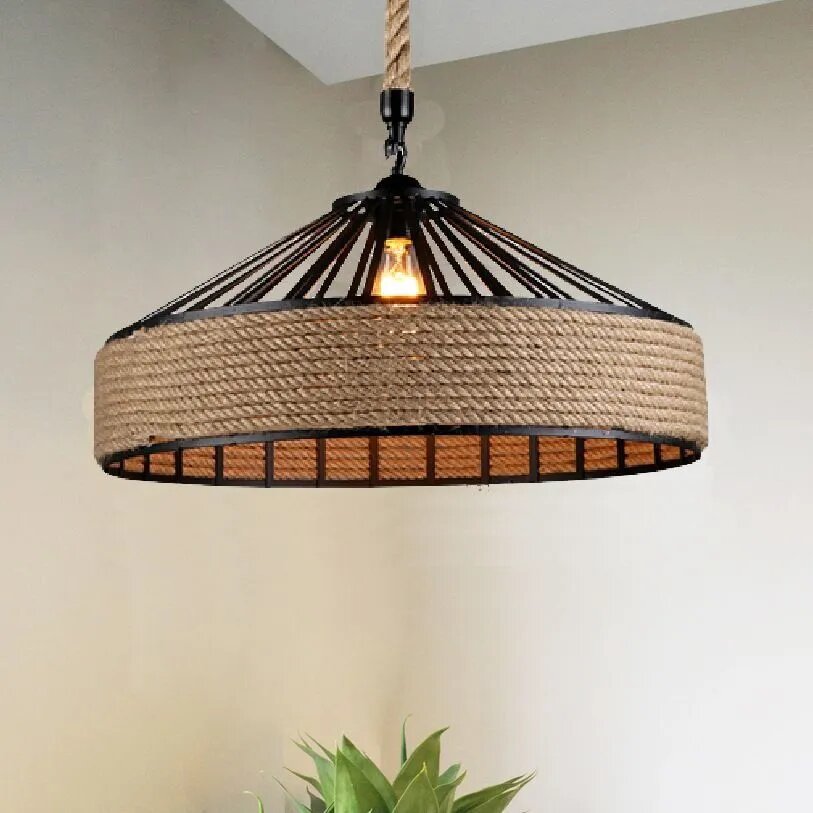 Плетеная бамбуковая люстра, ручная работа, ротанг, винтаж,50cm -JU
