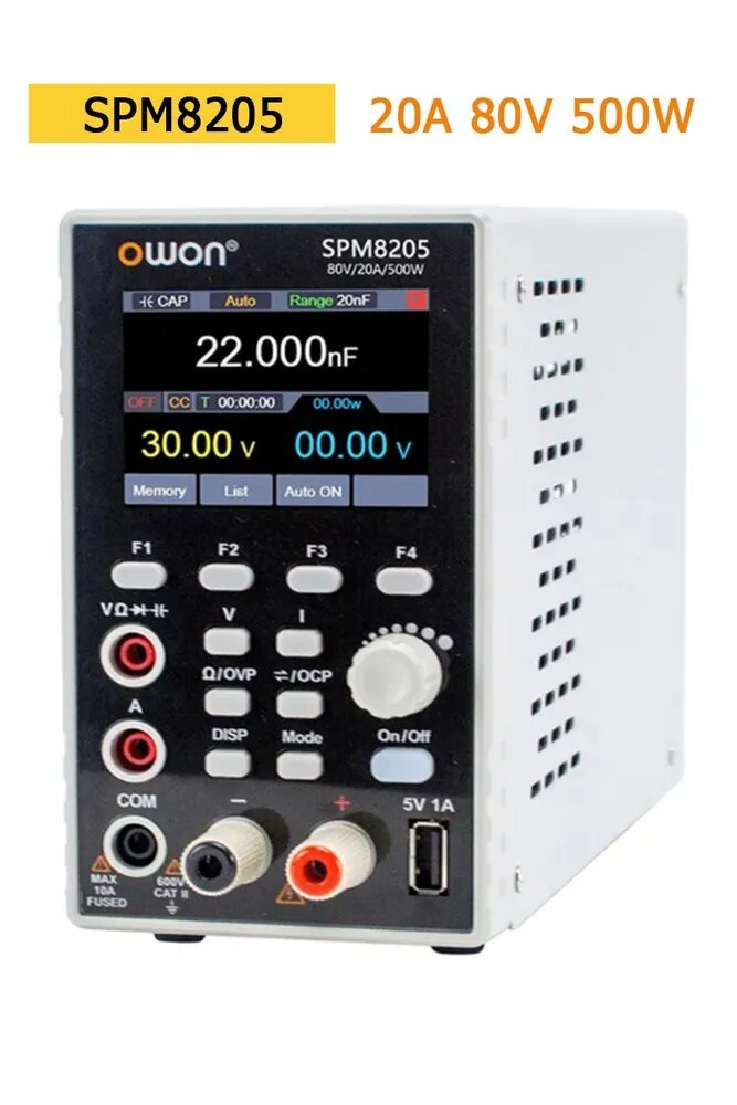 Лабораторный блок питания постоянного тока OWON SPM8205, выход 80В 20А, максимальная мощность 500Вт для тестирования электроники
