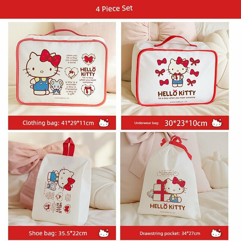 Набор для упаковки Hello Kitty: отделение для одежды, мешок для белья и обувной мешок с шнуром