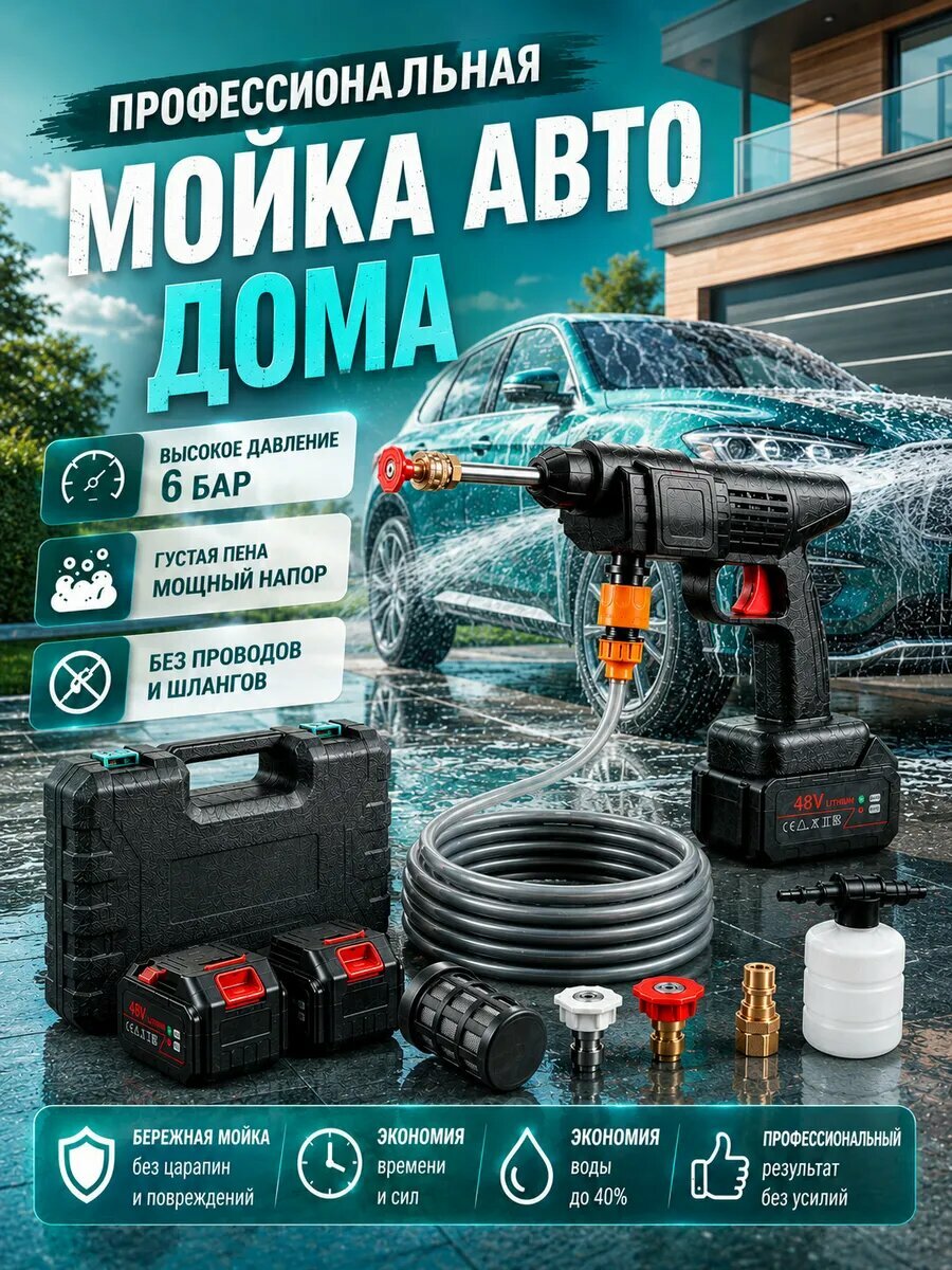 Мойка высокого давления аккумуляторная автомойка минимойка
