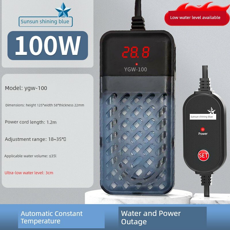 100W Погружной Аквариумный Нагреватель с Совместимостью Низкого Уровня Воды и Автоматическим Выключением