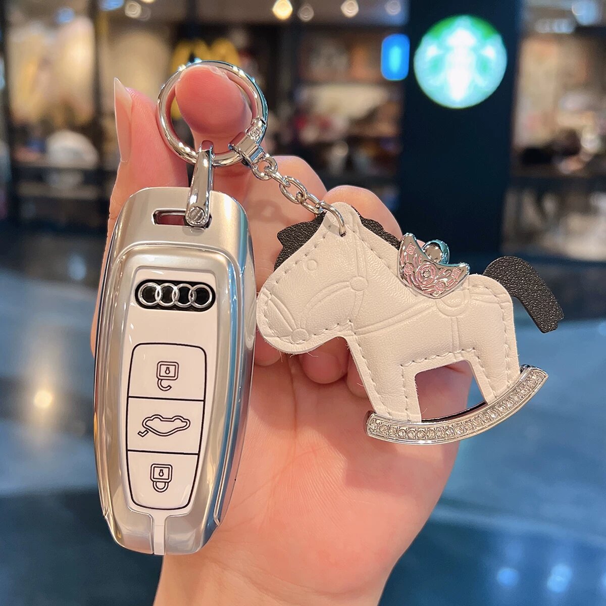 Кейс для ключа Audi A-стиль из цинкового сплава с перламутрово-серым цветом, дизайн 'деньги' для автомобильных ключей