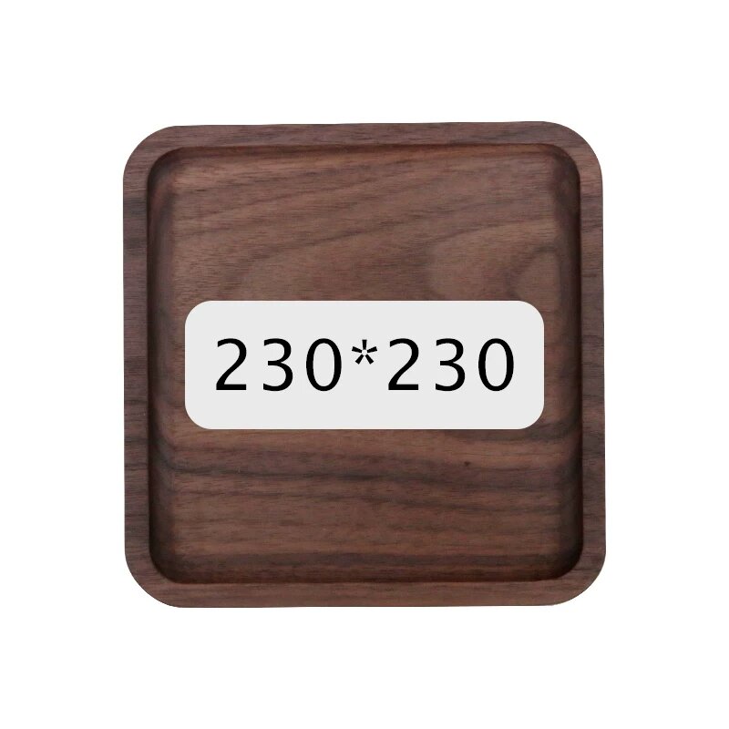 Квадратный поднос из черного ореха для посуды, 23x23x2 см, гладкая деревянная поверхность для закусок и орехов