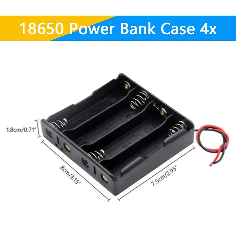 18650 Чехлы для аккумуляторов 1x 2x 3x 4x Коробка для хранения аккумуляторов 1 2 3 4 слота 4x18650