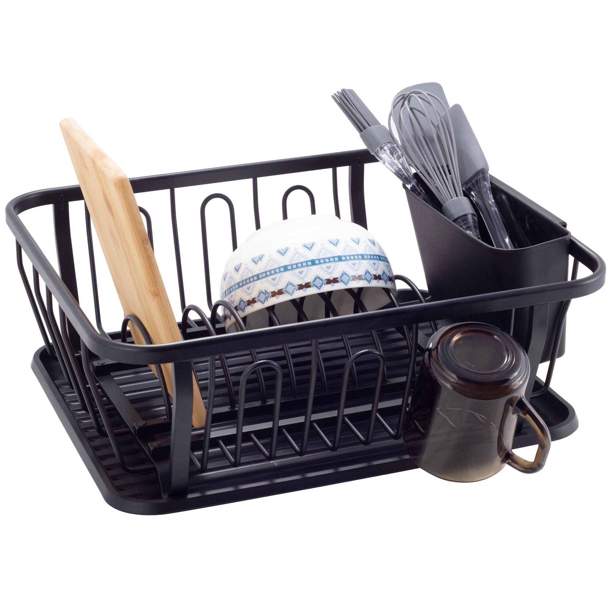 Сушилка для посуды Ofenbach NB 100400 (37,5х33х15 см) из алюминия с поддоном черная (черный)