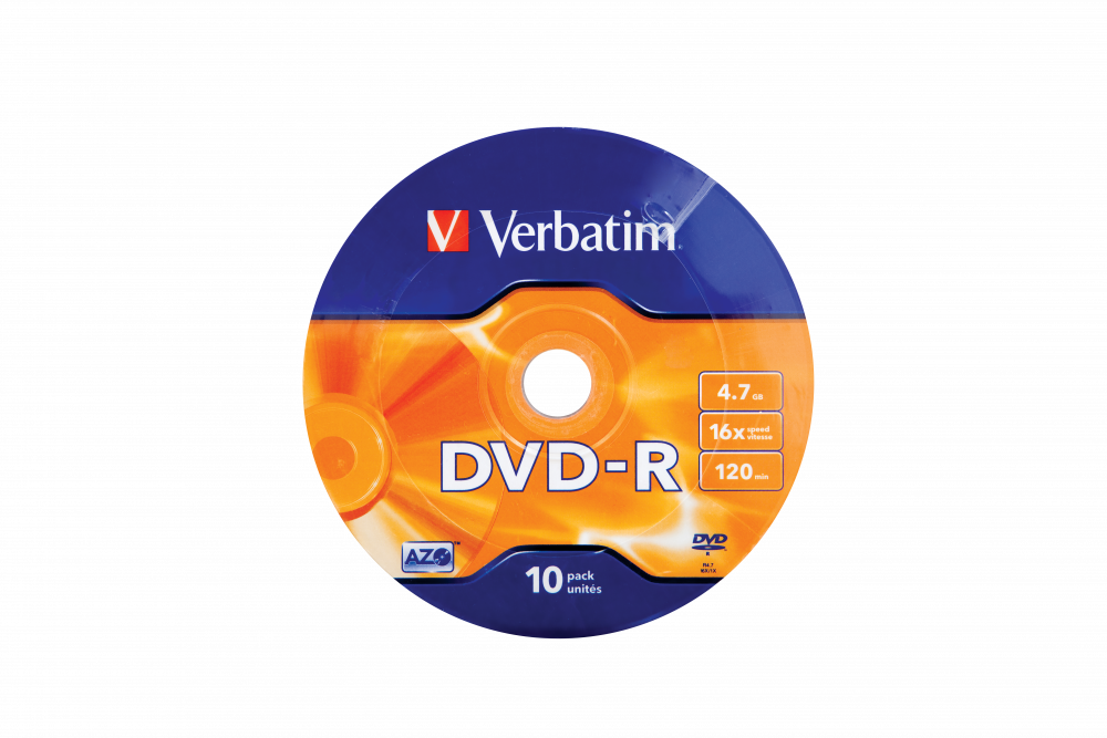 Оптический диск Verbatim DVD-R 4.7GB 16X AZO Matt Silver, Bulk, 10 шт