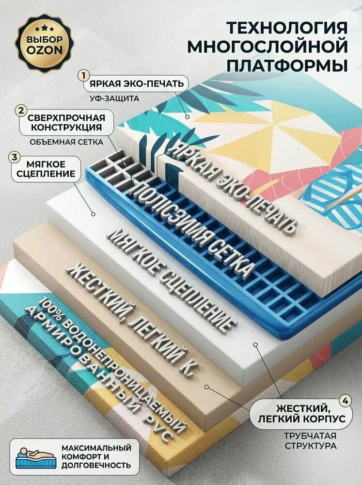 Бассейн, складной, для дачи, с морским принтом, до 4 человек — фото 1