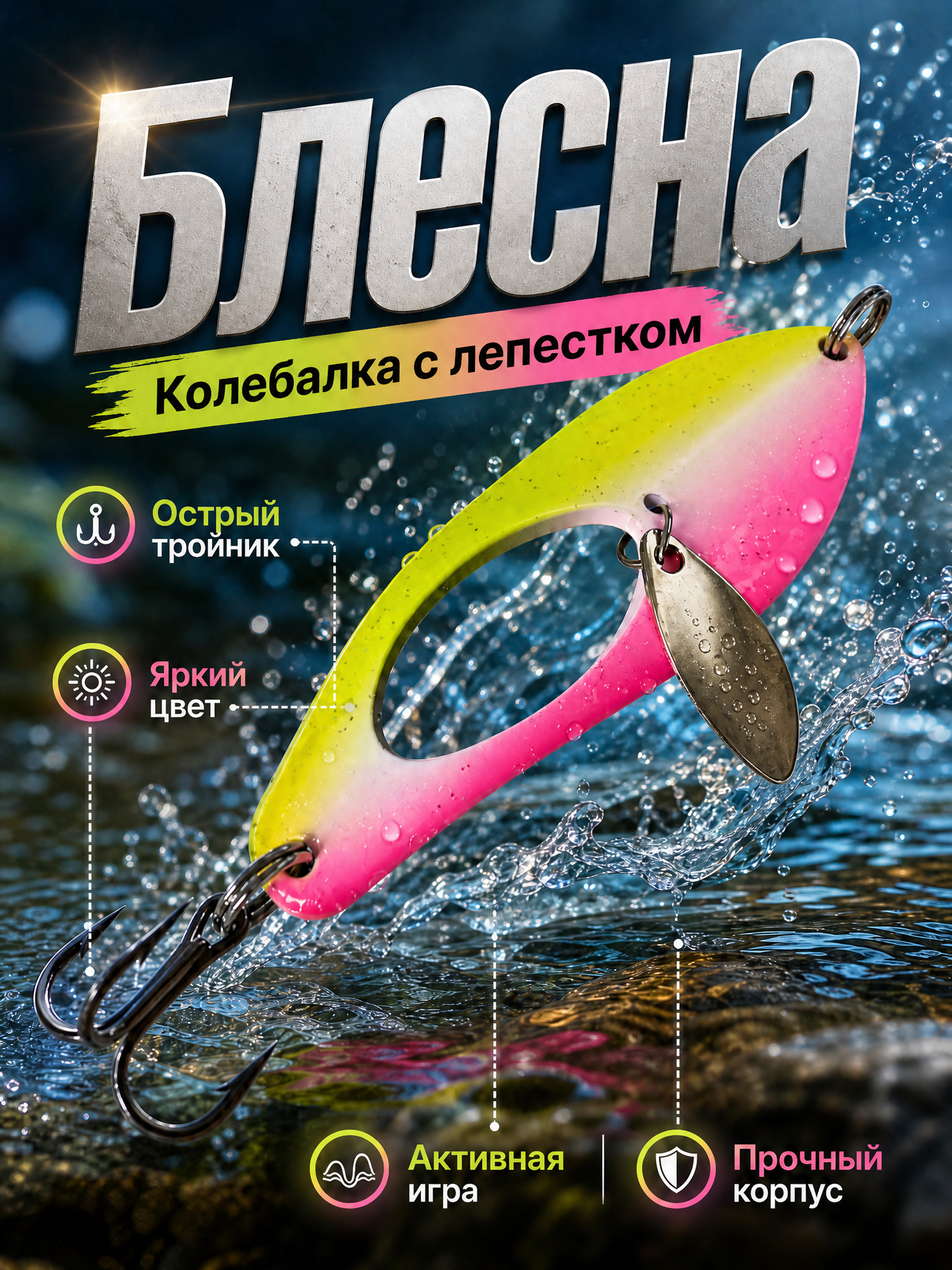 Блесна колеблющаяся Spoon Spinner 74 мм, 17 г (колебалка с лепестком) (SS-19)