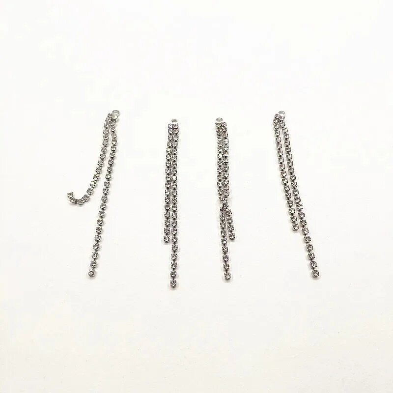 Подвески-цепочки со стразами iBEADSKINS 70x4 мм Белый, Rhodium color