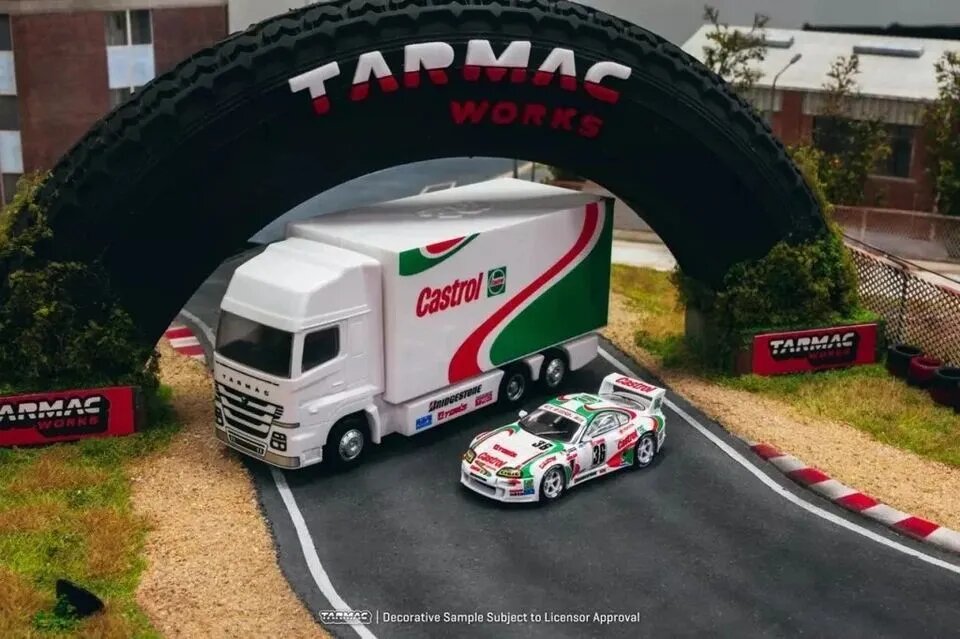 Машинка 1:64 Tarmac Works Castrol Supra GT JGTC 1995 Transport + Truck Packaging Модель Легкосплавного Автомобиля