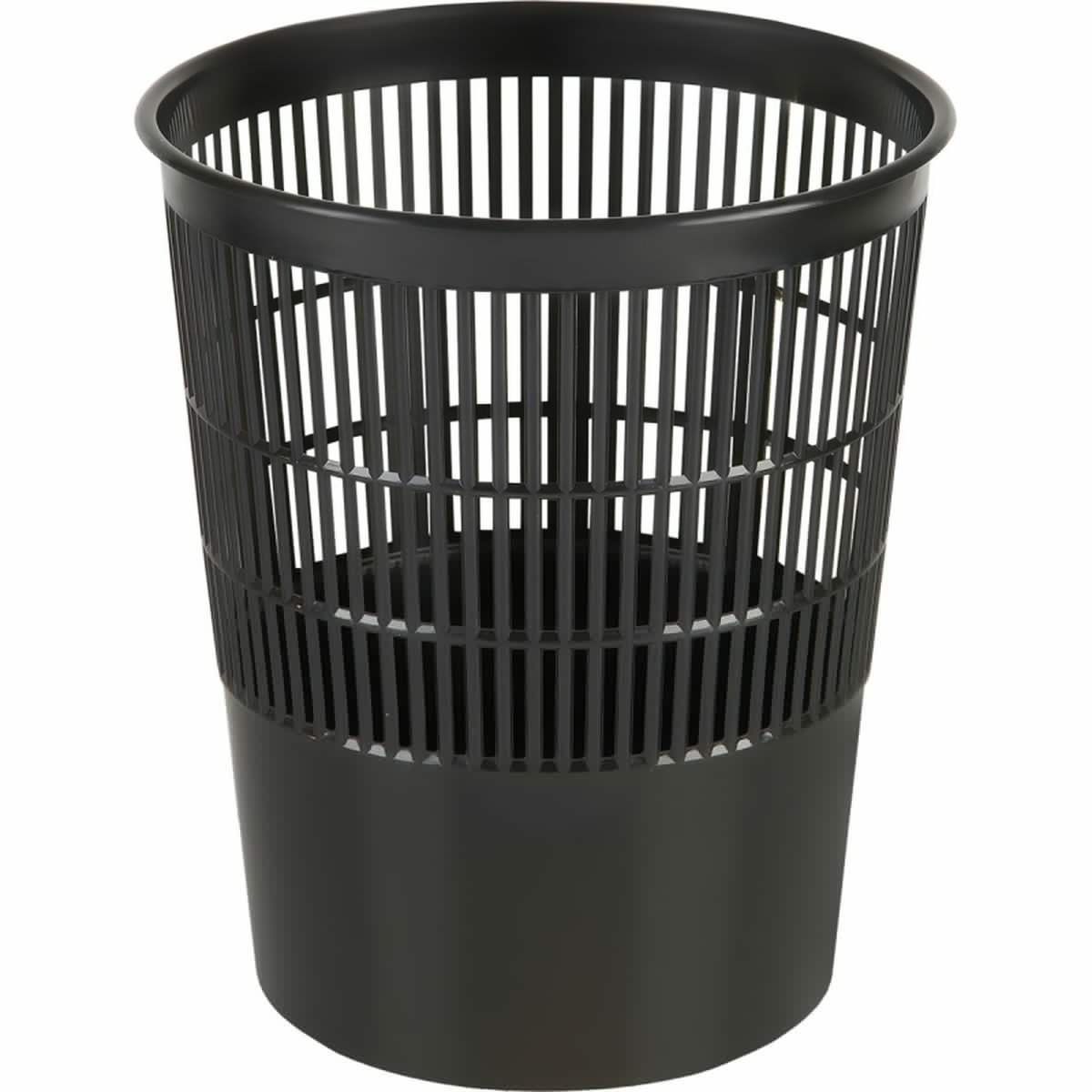 Корзина для бумаг 14л Luscan, пластик, круглая, черная (26х30см), 14шт.