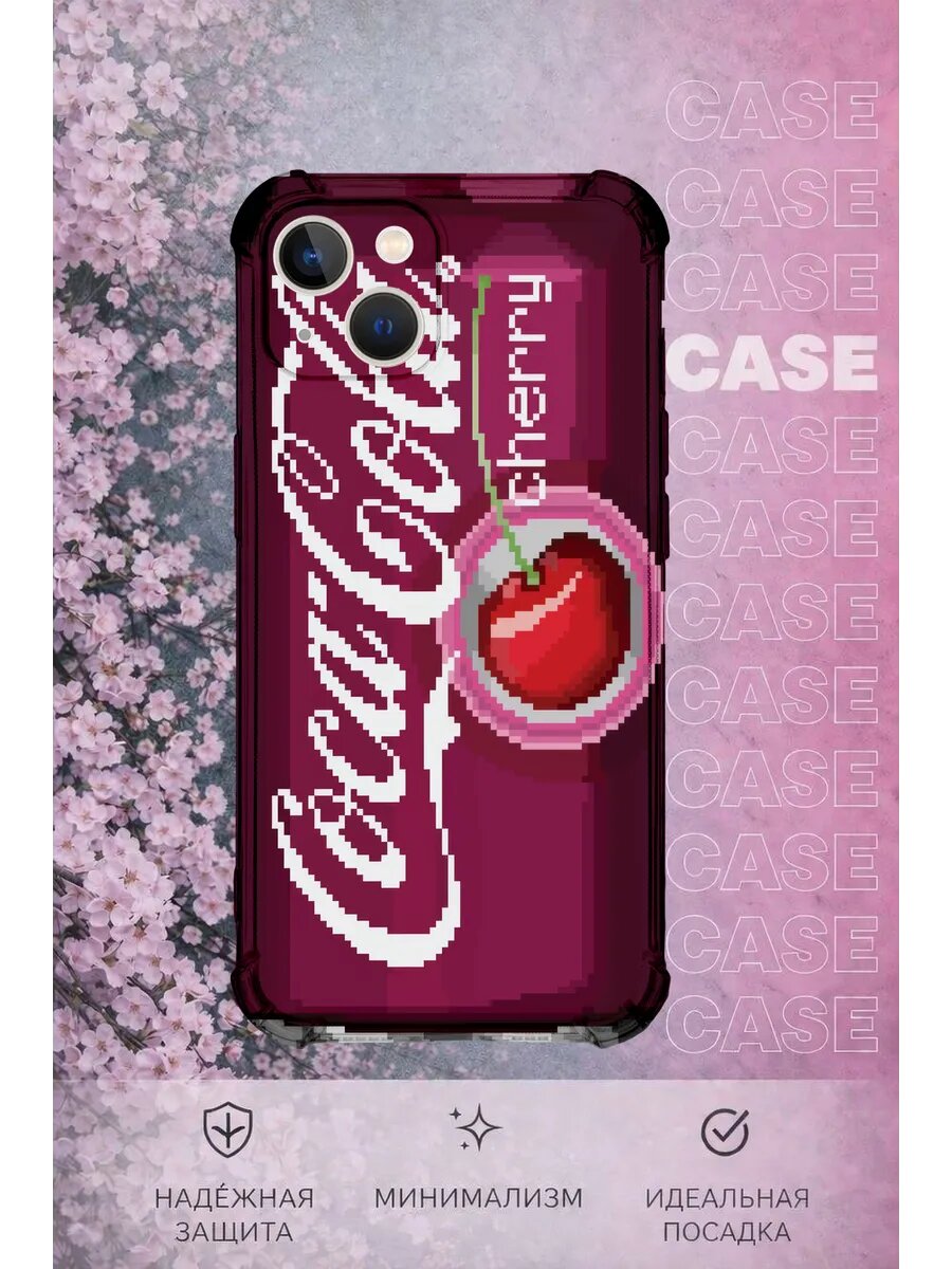 Чехол на iPhone 14 с принтом Coca Cola Cherry