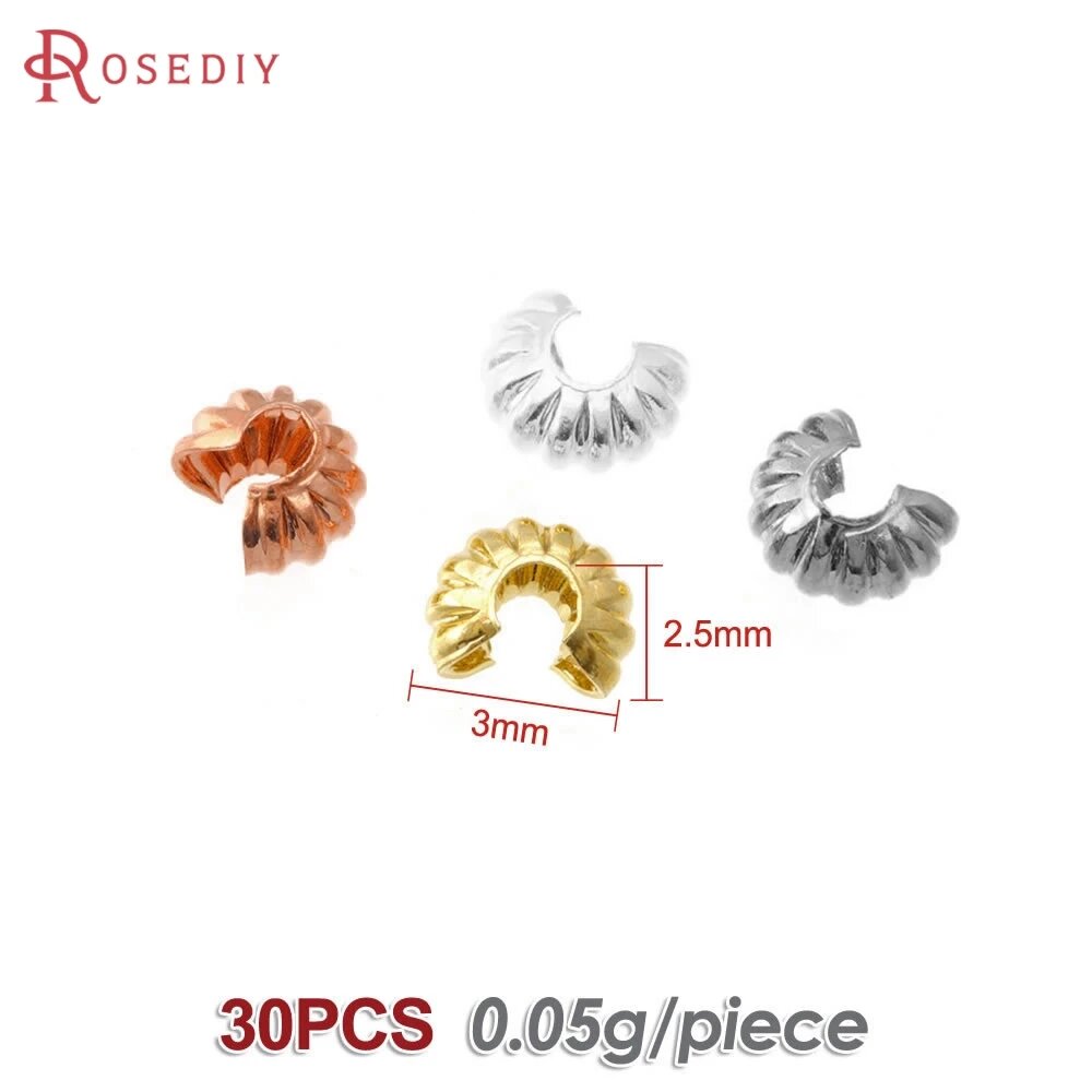 Открывающиеся бусины Rosediy, платина, 3 мм, 30 шт