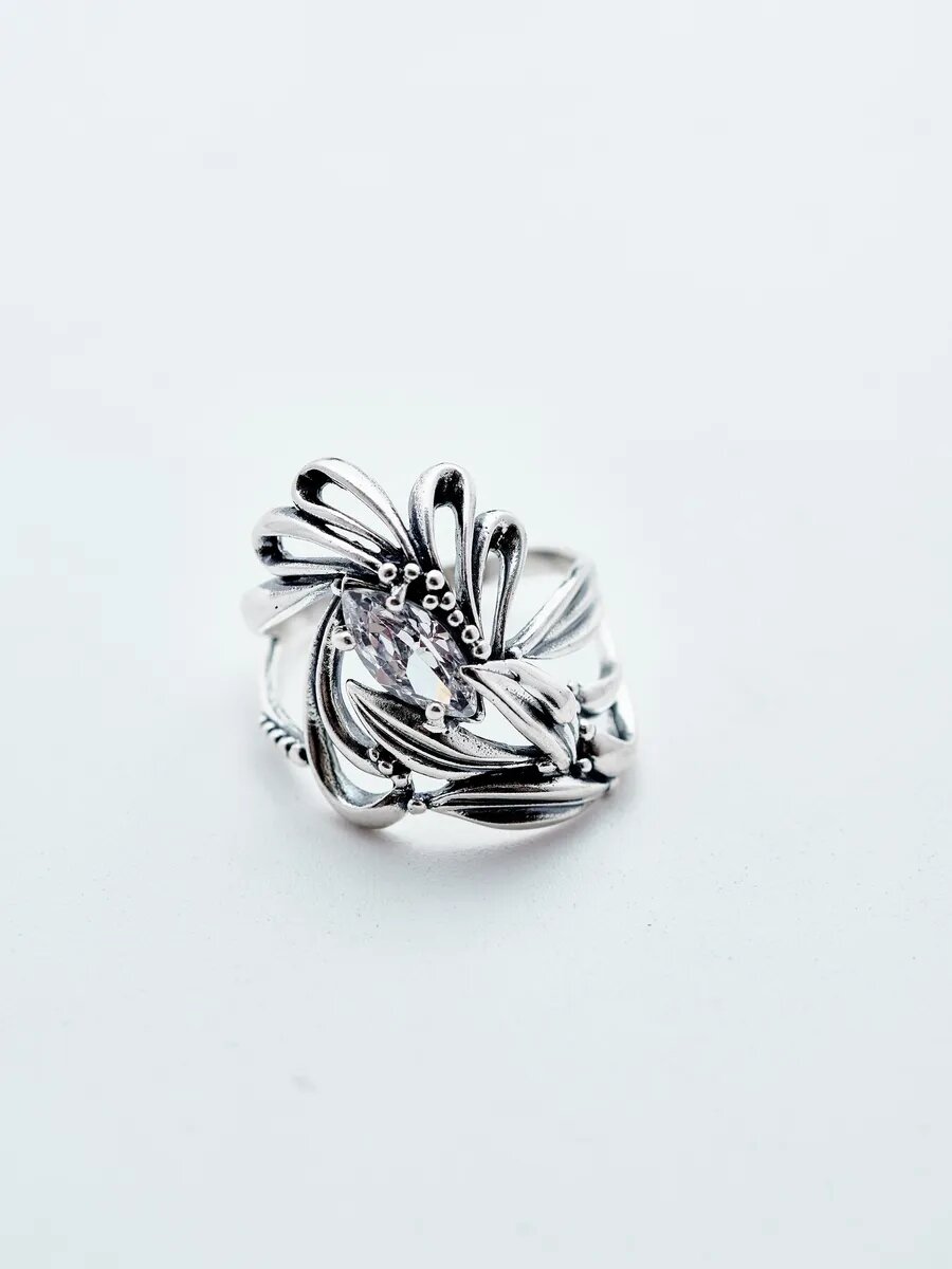 Кольцо БРЮС, серебро, 925 проба, фианит