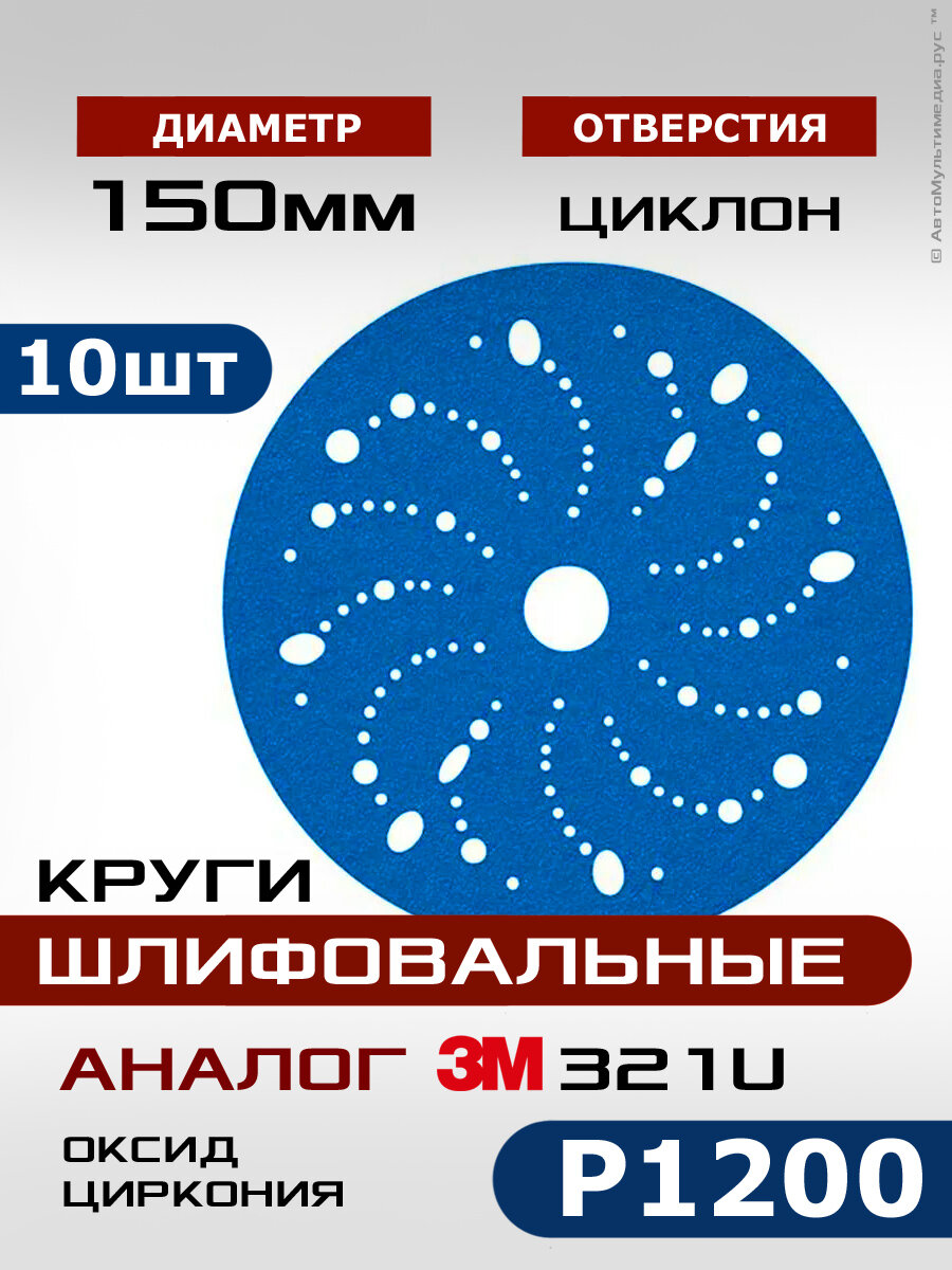 Шлифовальные круги P1200 10шт 150мм, наждачный абразивный полировальный диск