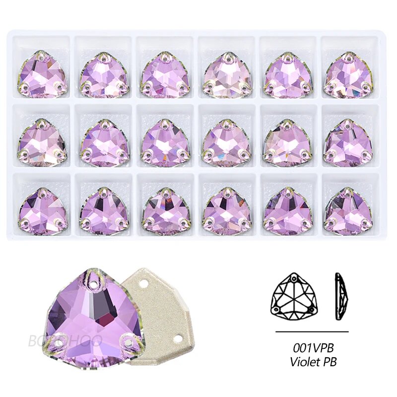Стразы BOBOHOO AAAAA K9 стеклянные 12мм 28шт + 16мм 18шт 12mm--28pcs, 001VPB Violet PB