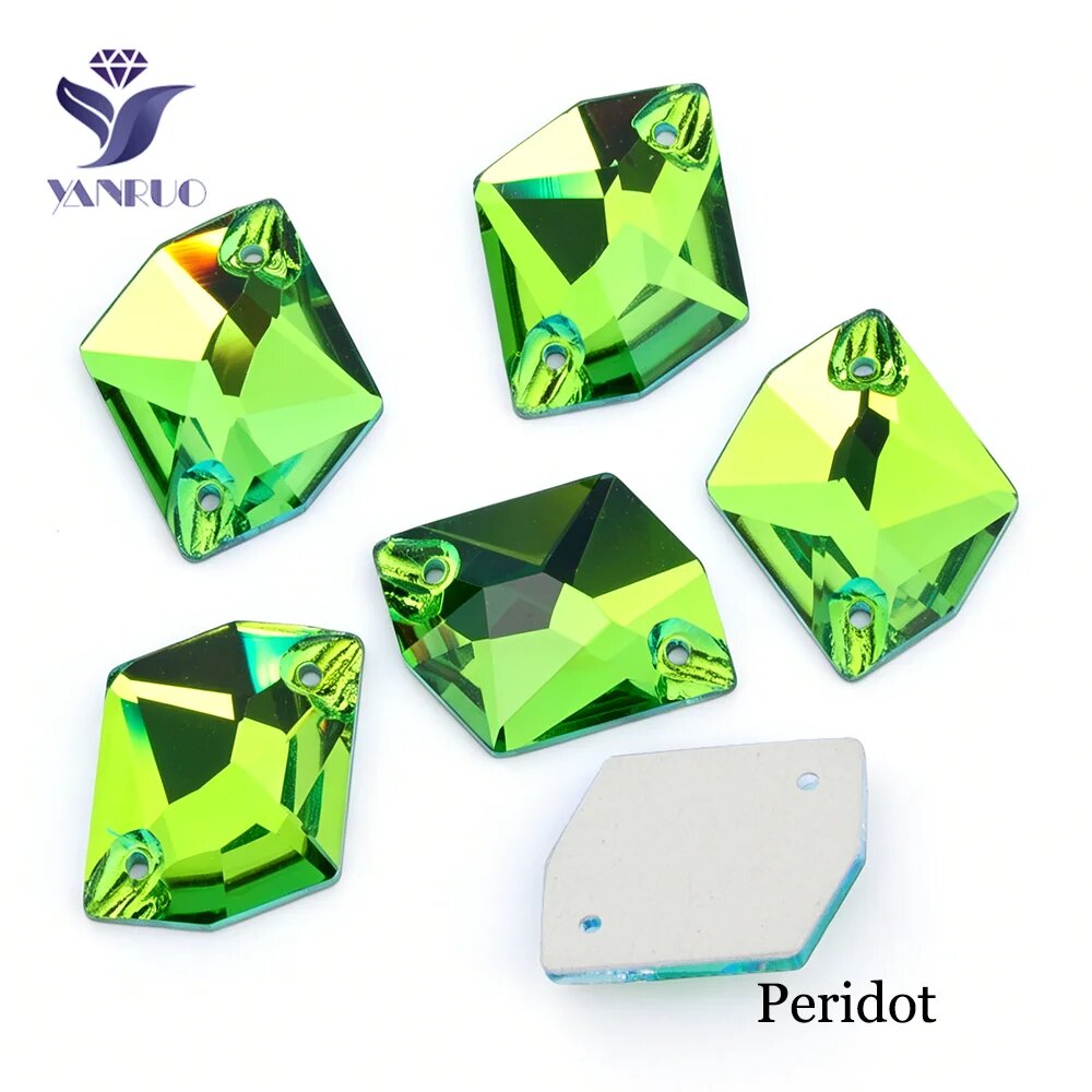 Стразы YANRUO 3265, изумрудные, 21x27mm, 6 шт