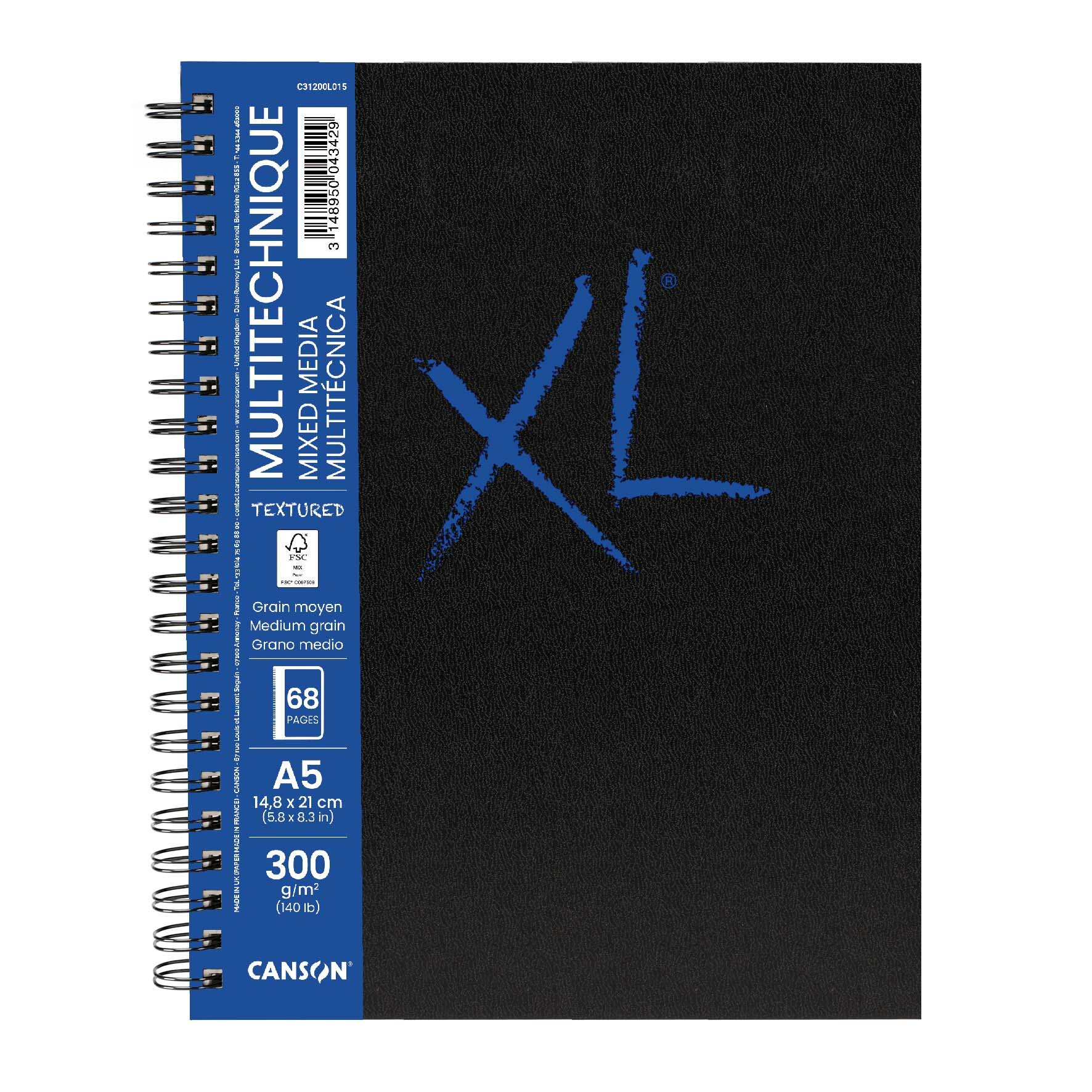 CANSON XL MIX MEDIA скетчбук для смешанных техник рисования 300 г/м2, на спирали, 34 листа А 5 21 х 14.8 см, C31200L015