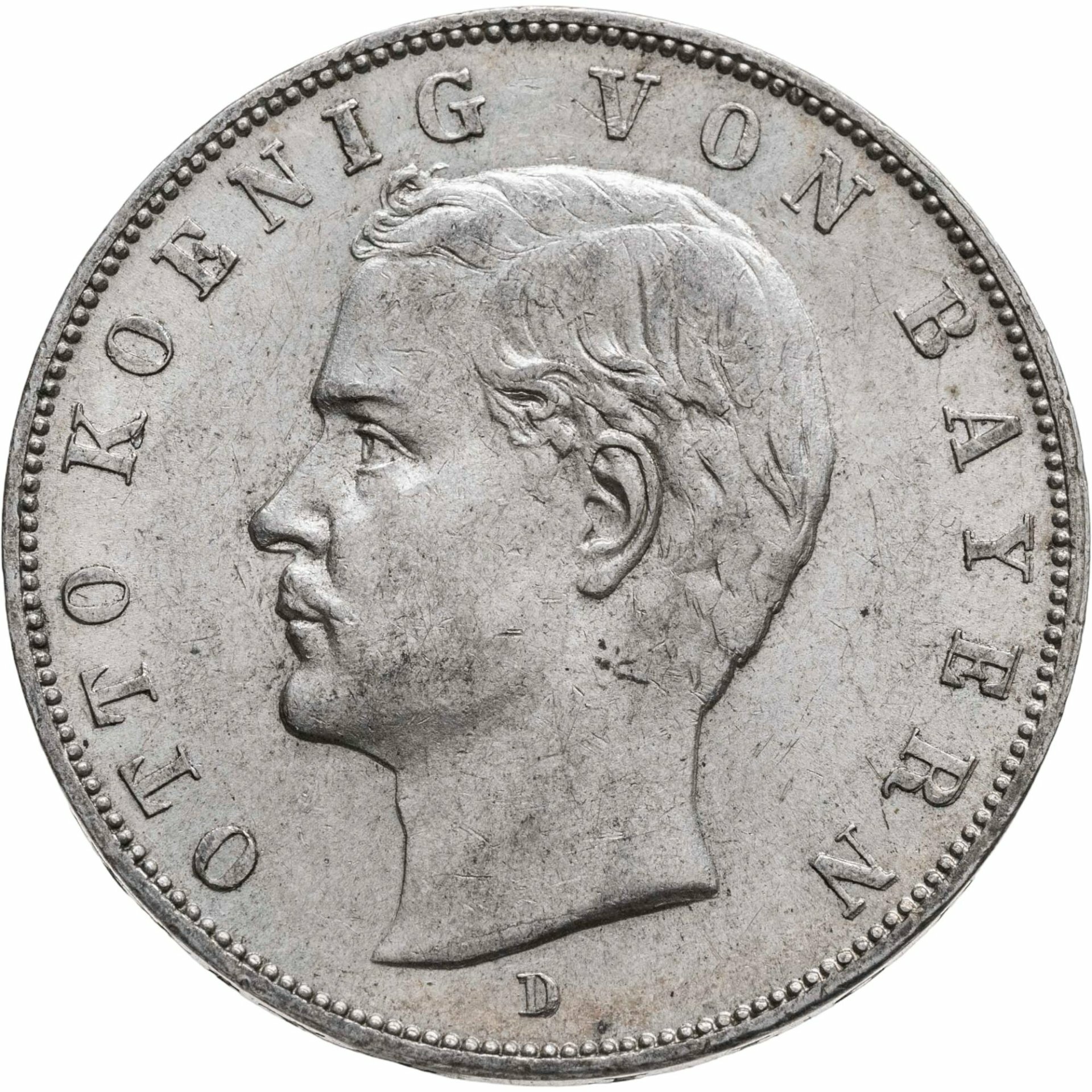 Германская Империя, Бавария 3 марки 1913 D, Серебро 900, в сохранности XF