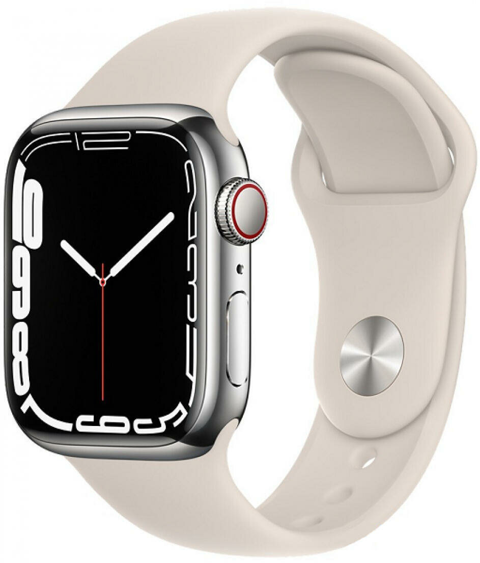 Часы Apple Watch Series 11 46mm Silver Aluminium Case With Starlight Sport Band M/L (Серый/Бежевый)