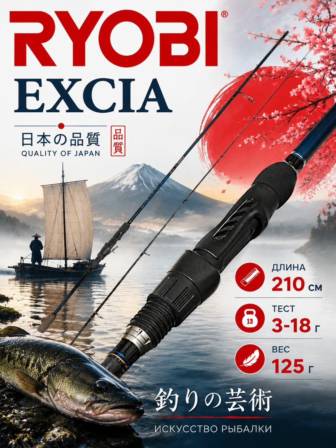 Спиннинг RYOBI EXCIA штекерный 2,10m 03-18g IM9