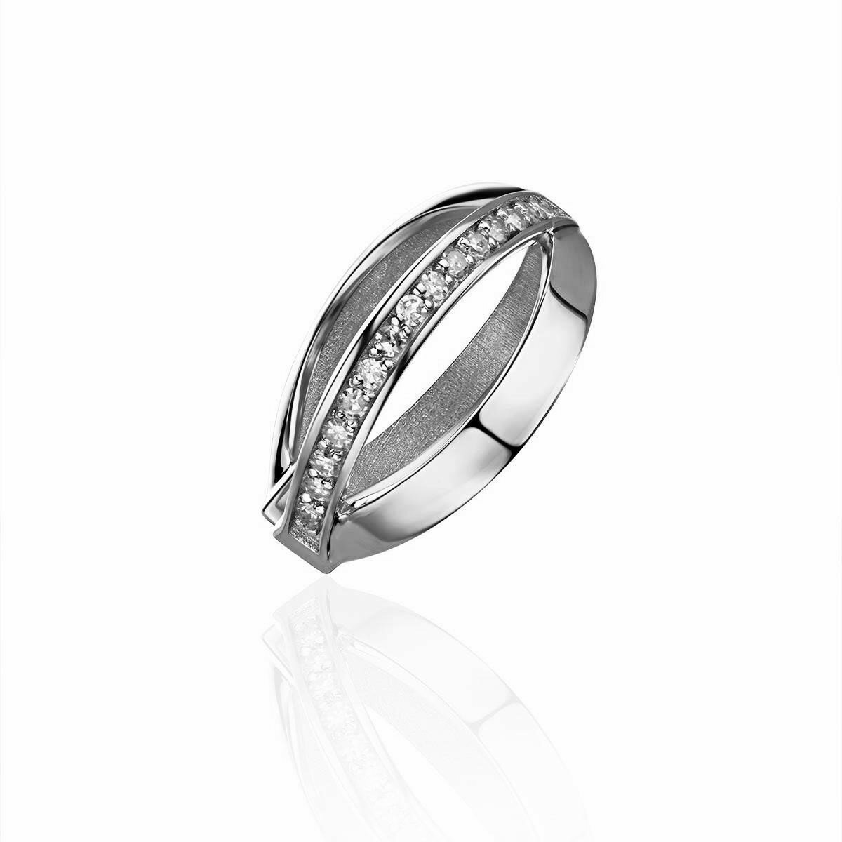 Серьги каффы, белое золото, 585 проба, бриллиант