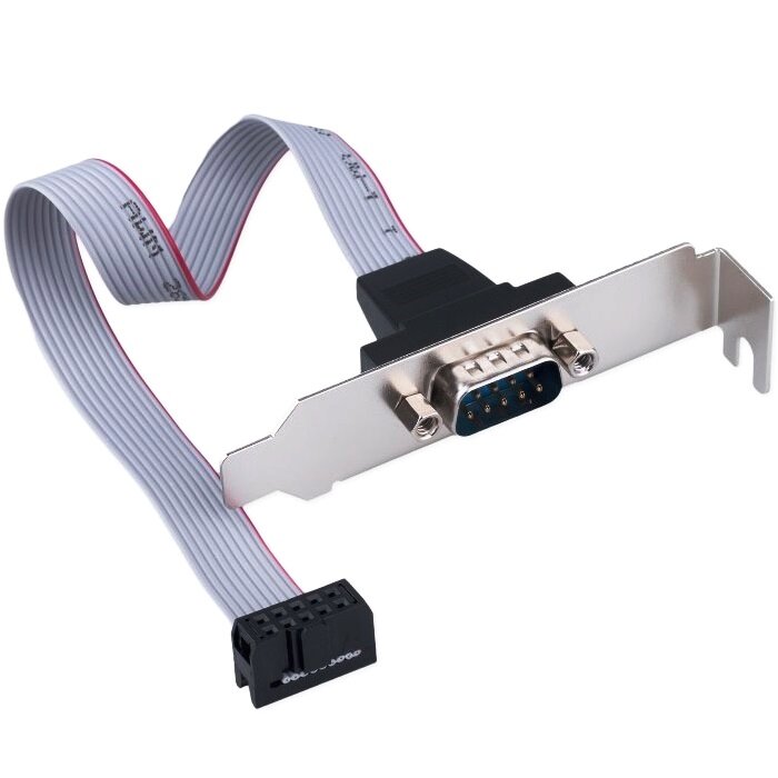 Планка НП RS232 на COM порт DB9M Cablexpert CCDB9RECEPTACLE-LP низкопрофильный вывод IDC10F с материнской платы - 0.25м