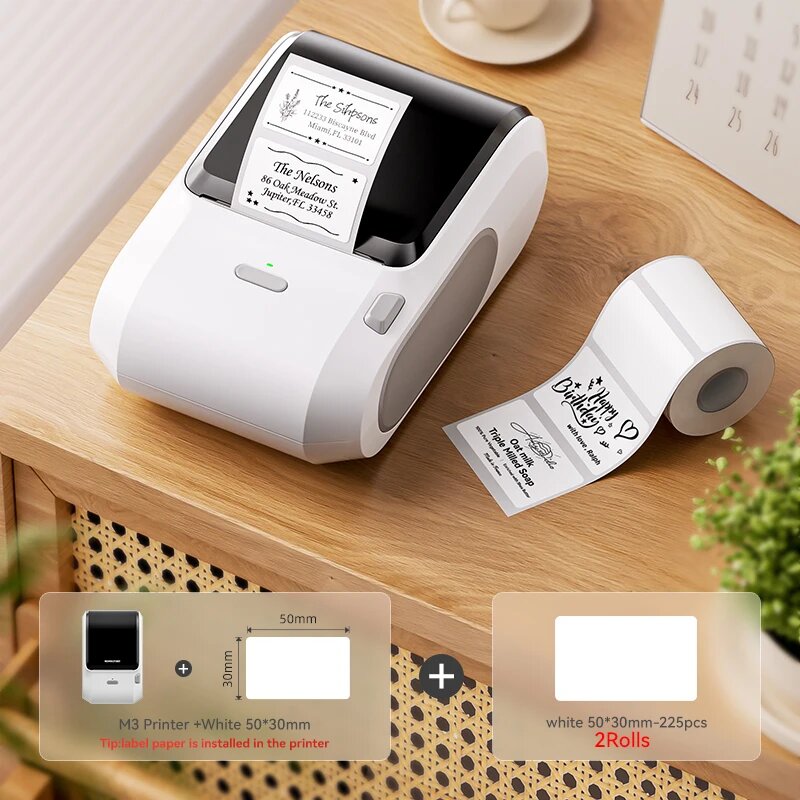 Niimbot M3 Беспроводной термотрансферный принтер этикеток Add 50x30-White2