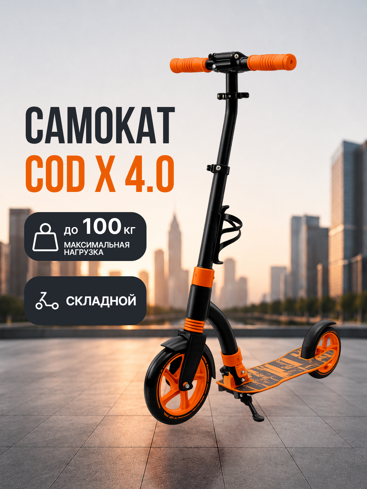 Самокат COD-X 4.0, складной, городской, 2 колеса, регулировка руля