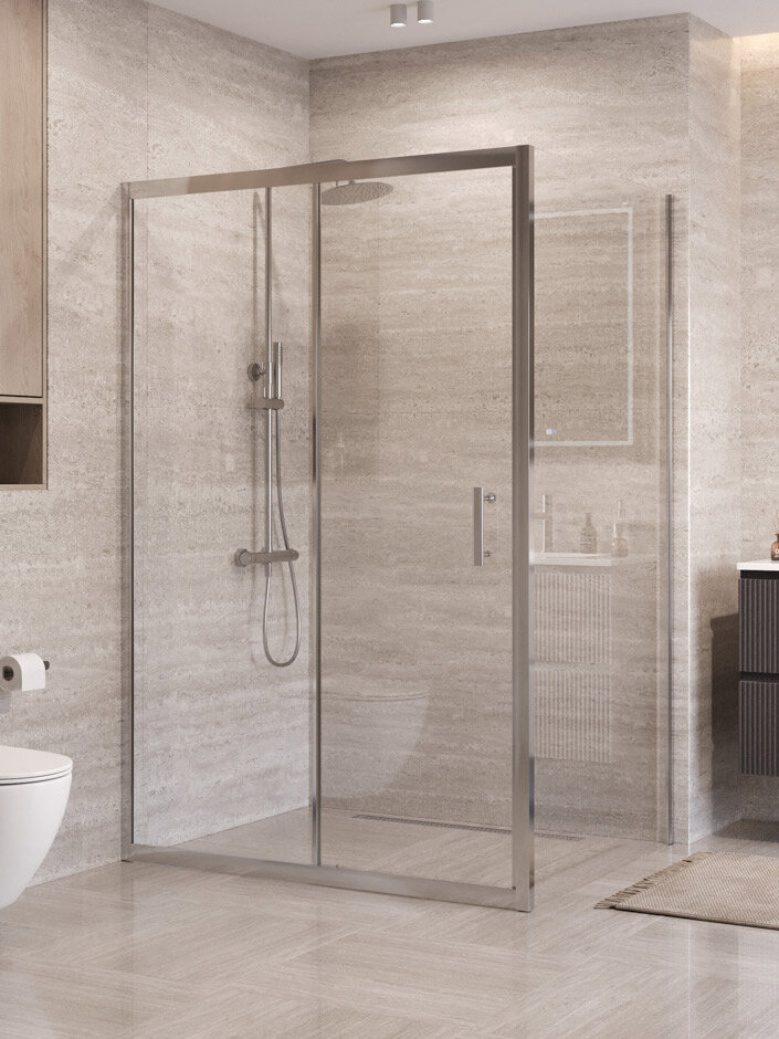 Душевой уголок BelBagno Формат (Uno) 195-AH-1-120/80-C-Cr профиль хром, стекло прозрачное
