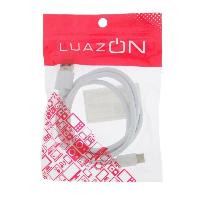 Кабель LuazON, Type-C - USB, 1 А, 1 м, белый — фото 1