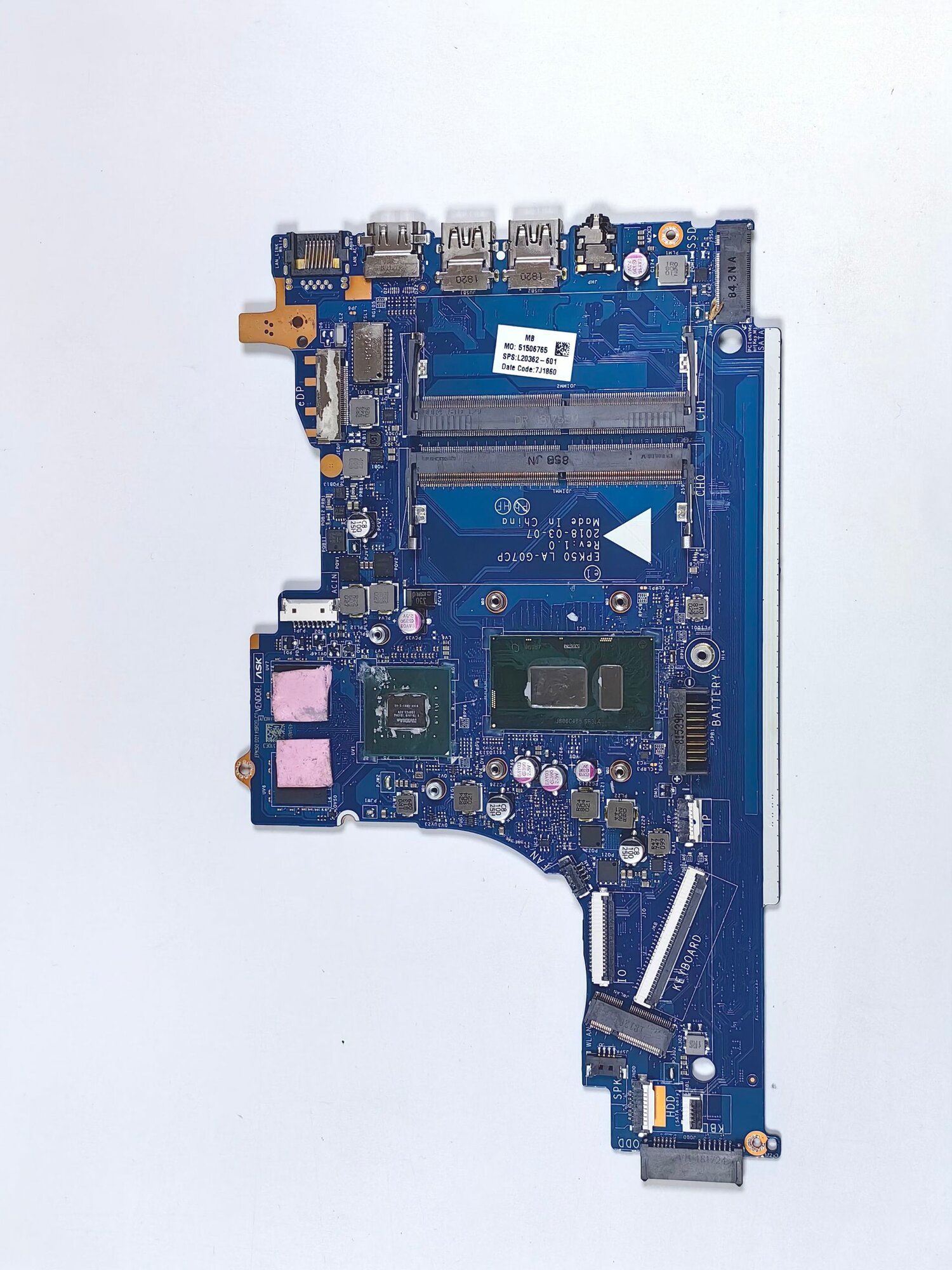 Материнская плата для HP Pavilion 250 G7 256 G7 15-DA Intel Core i5-8250U , NVIDIA GeForce 920MX