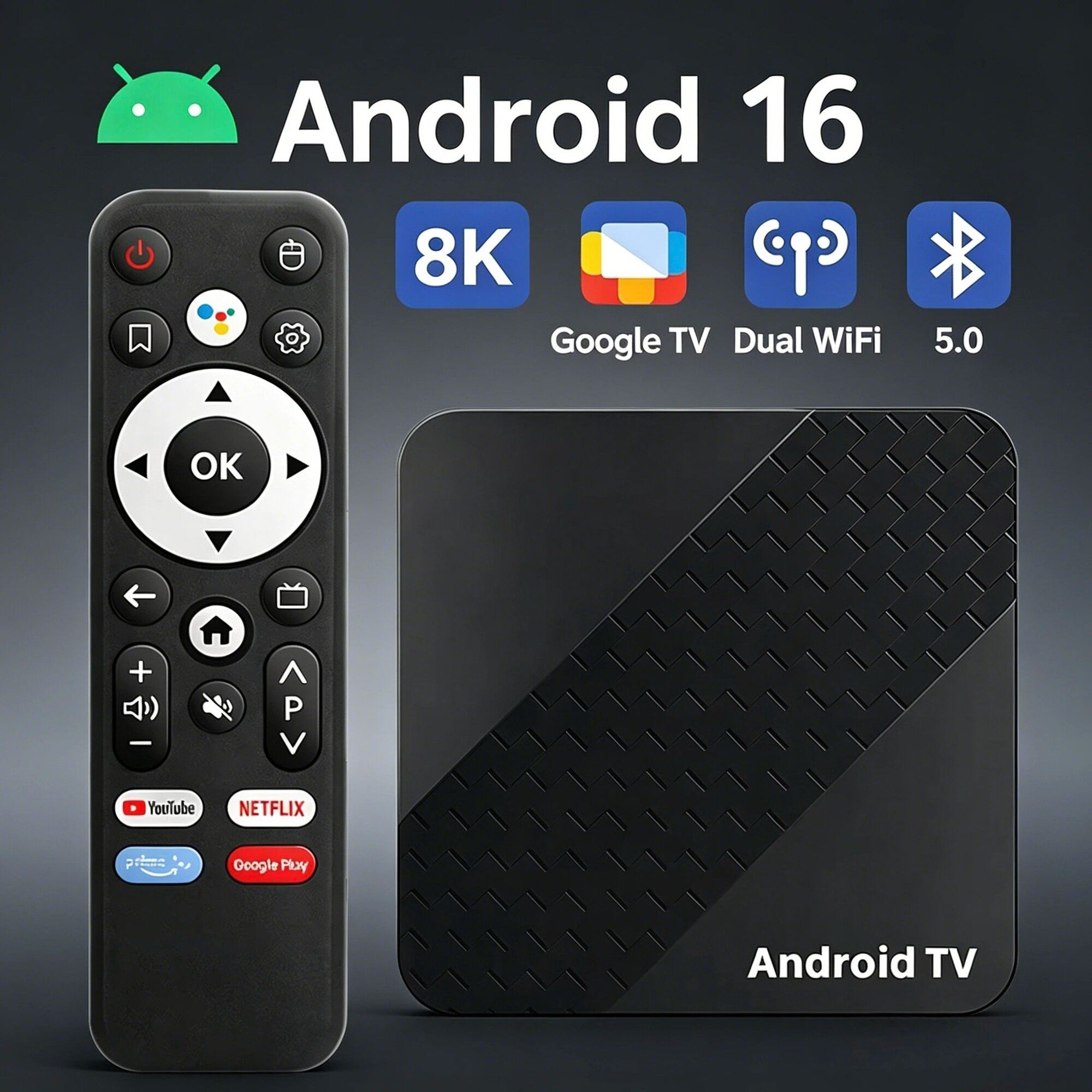 Android TV Box 4G 32G Black, EU Plug — фото 1