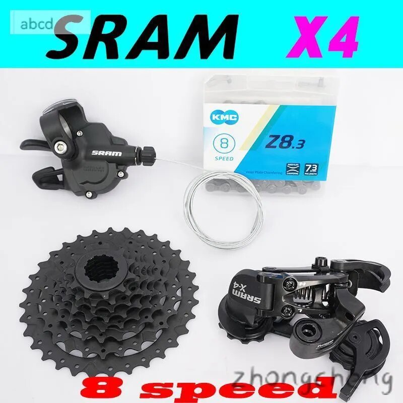 Комплект 8-ступенчатой коробки передач SRAM X4 с кассетой KMC chain PG820 11-32T