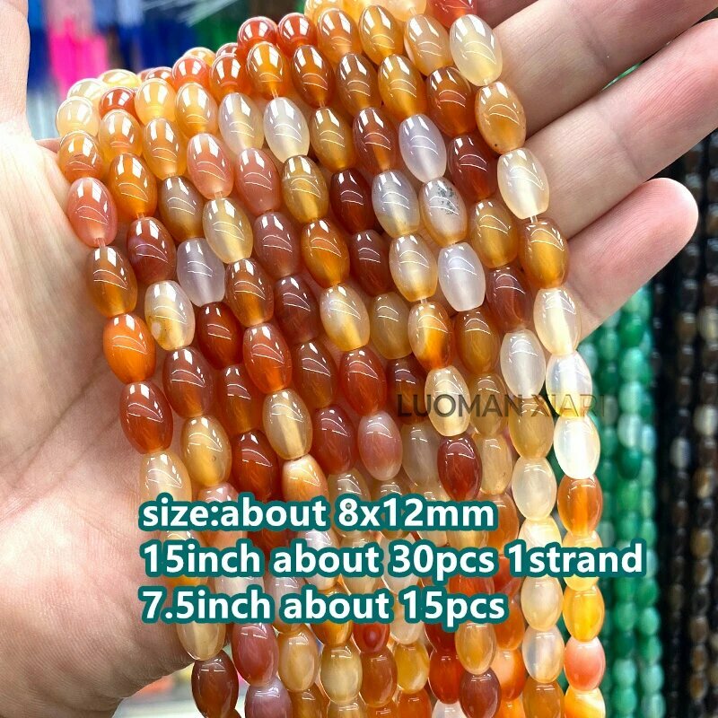 Бусины из белого агата "Рисовый лед" LUOMAN XIARI 8x12 мм 15 дюймов about 14-15inch, 8x12mm agate