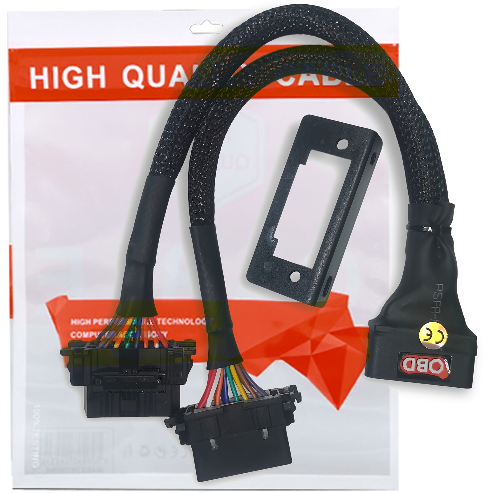 Разветвитель OBD2 1 штекер и 2 гнезда, 16-контактный удлинитель OBD-II J1962 Y с монтажным кронштейном, без батареи, 1 фут