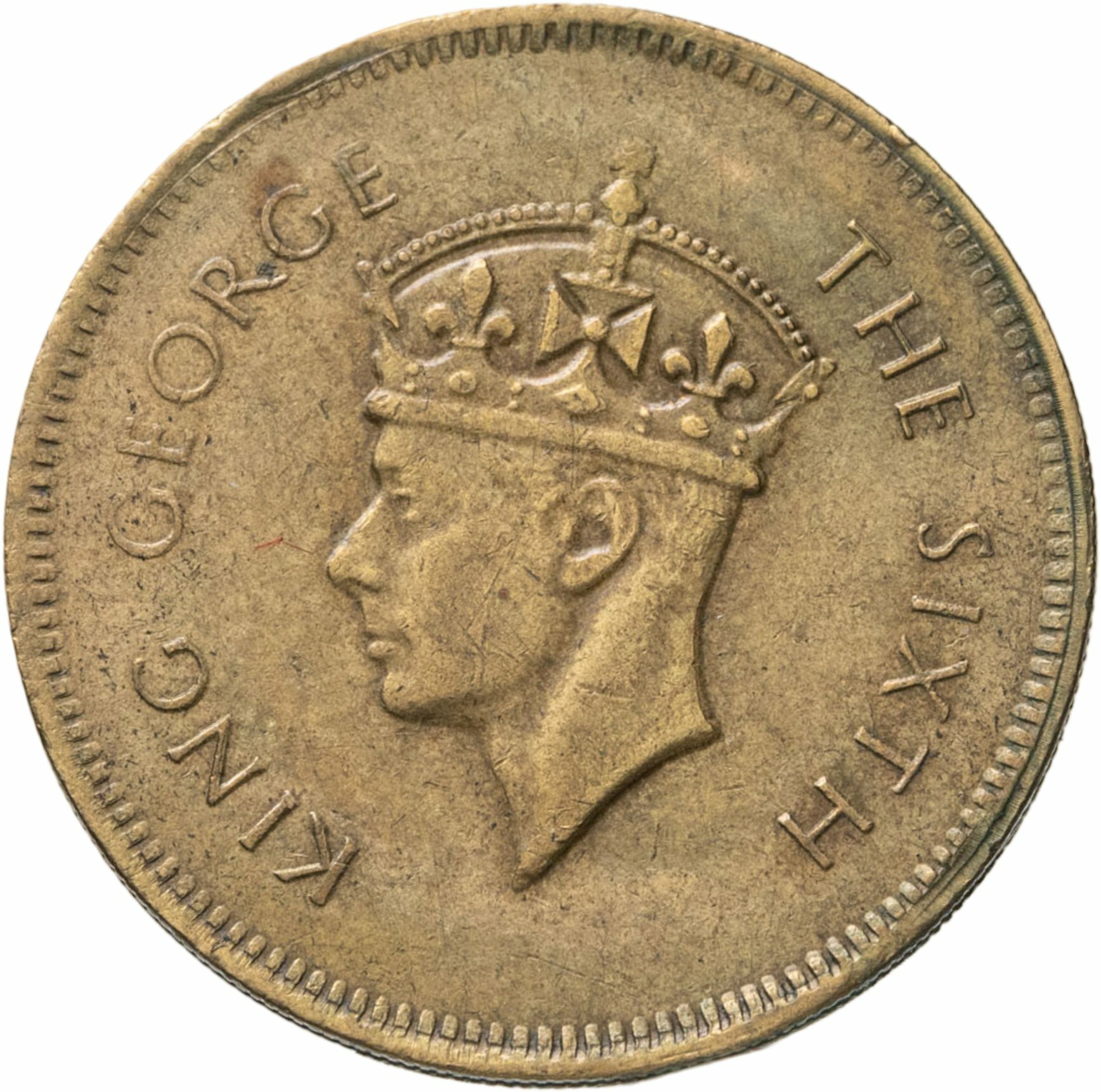 Цейлон 50 центов cents 1951, Латунь, в сохранности VF