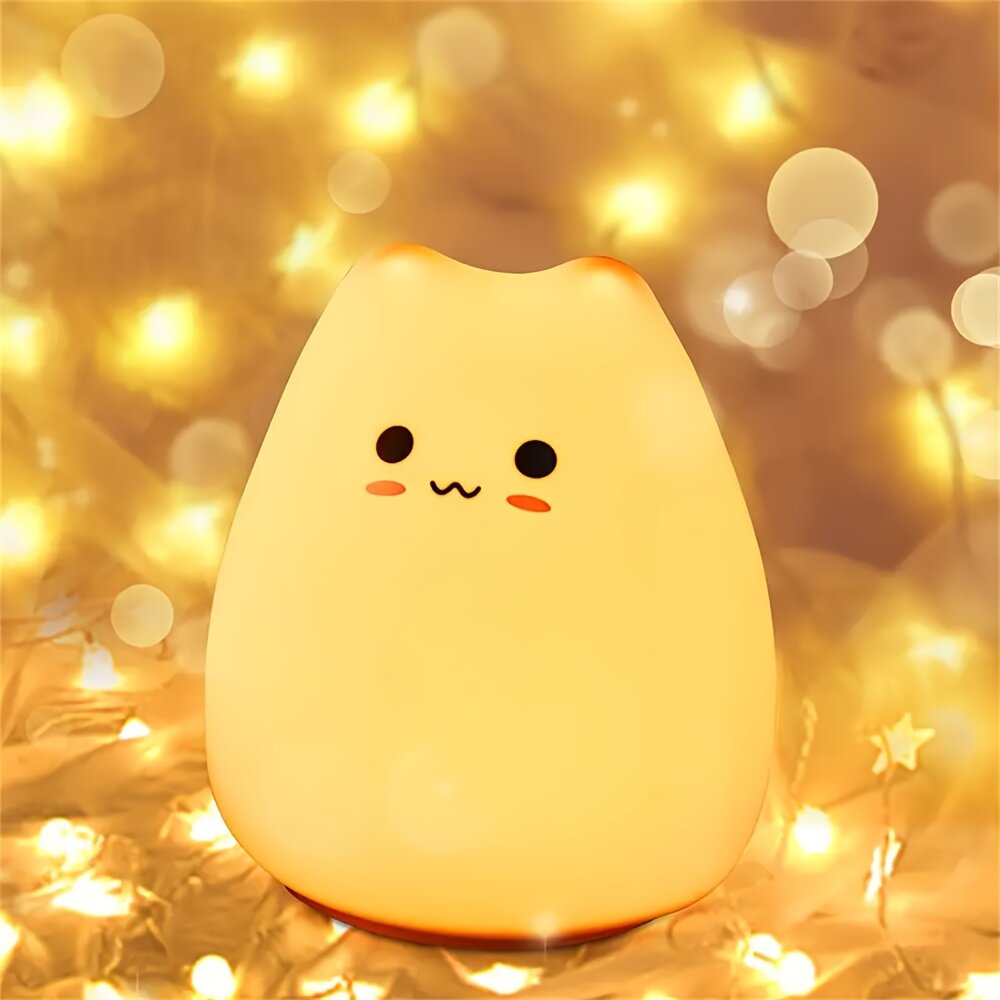 Силиконовый мультяшный ночник прикроватный для спальни и сна (модель: Pat the lamp civet cat)