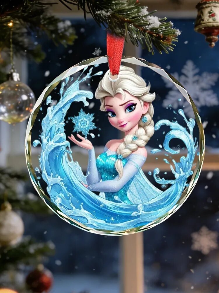 Елочная игрушка Frozen Эльза и Анна, стеклянная игрушка на праздник