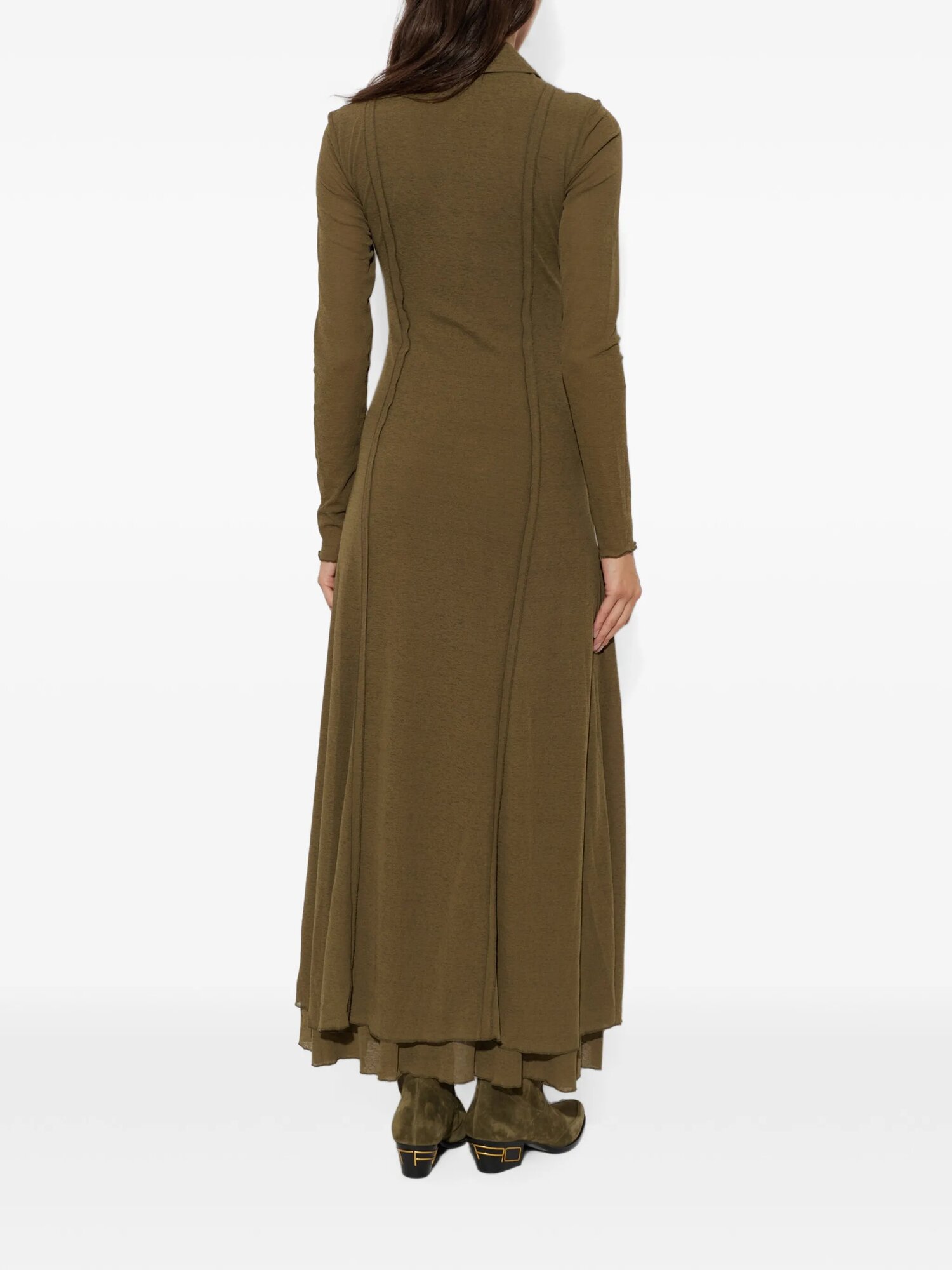 Платье GANNI Tie-waist button-down maxi dress, размер 38, зеленый — фото 1