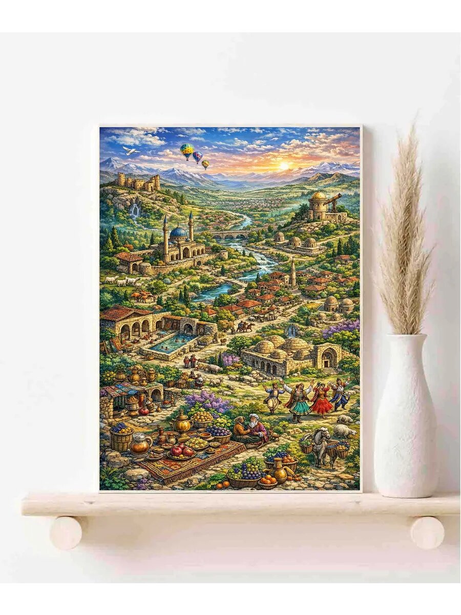 Шамахы, Азербайджан, Fantasy Map, Карта, Плакат 30x42см