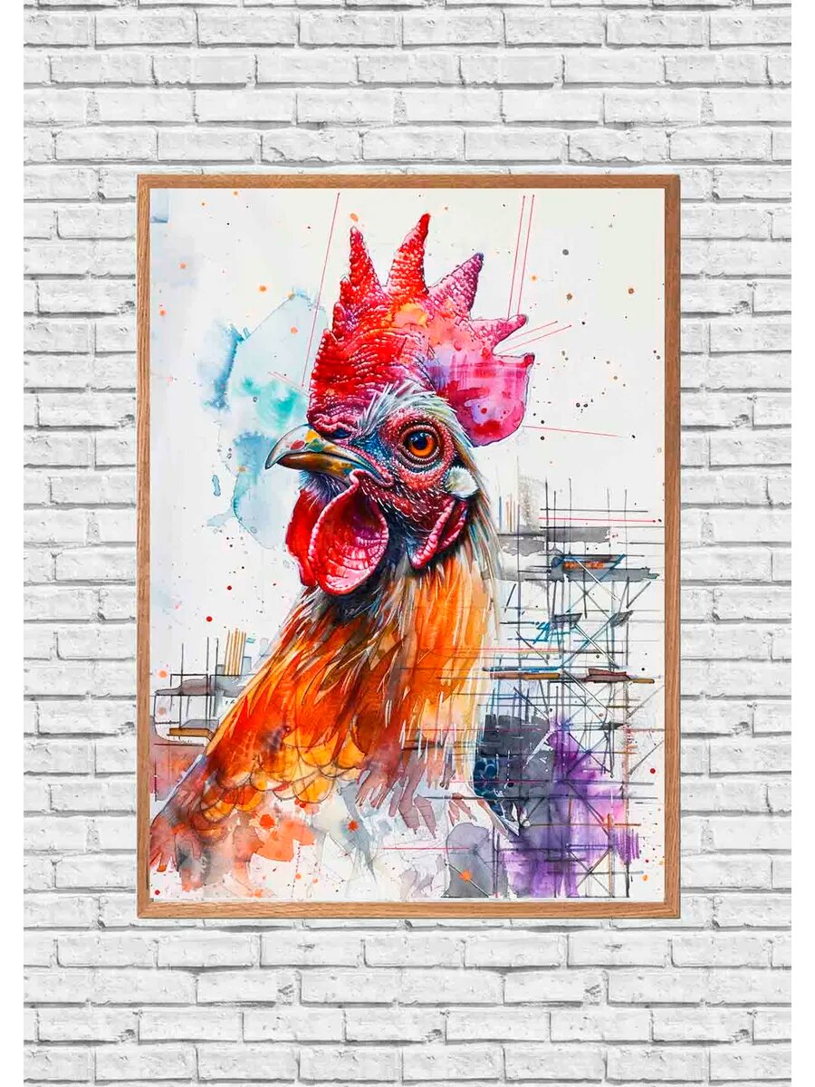 Петух-птица-строитель 2, Плакат 30x42см