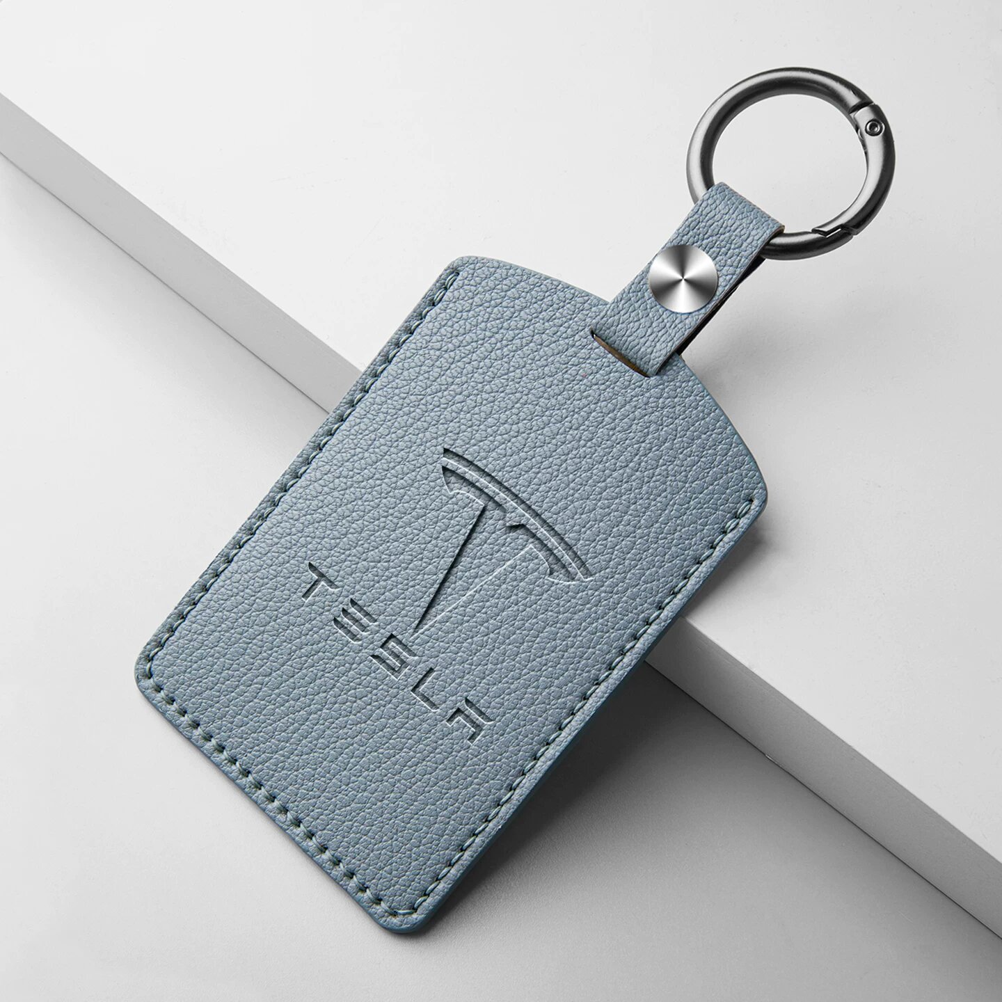 Tesla NFC ключ-карта из натуральной кожи с круглым замком, голубой лак