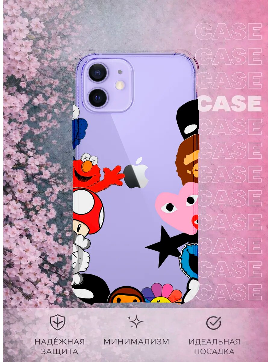 Чехол на iPhone 12 Mini с принтом KAWS сезам